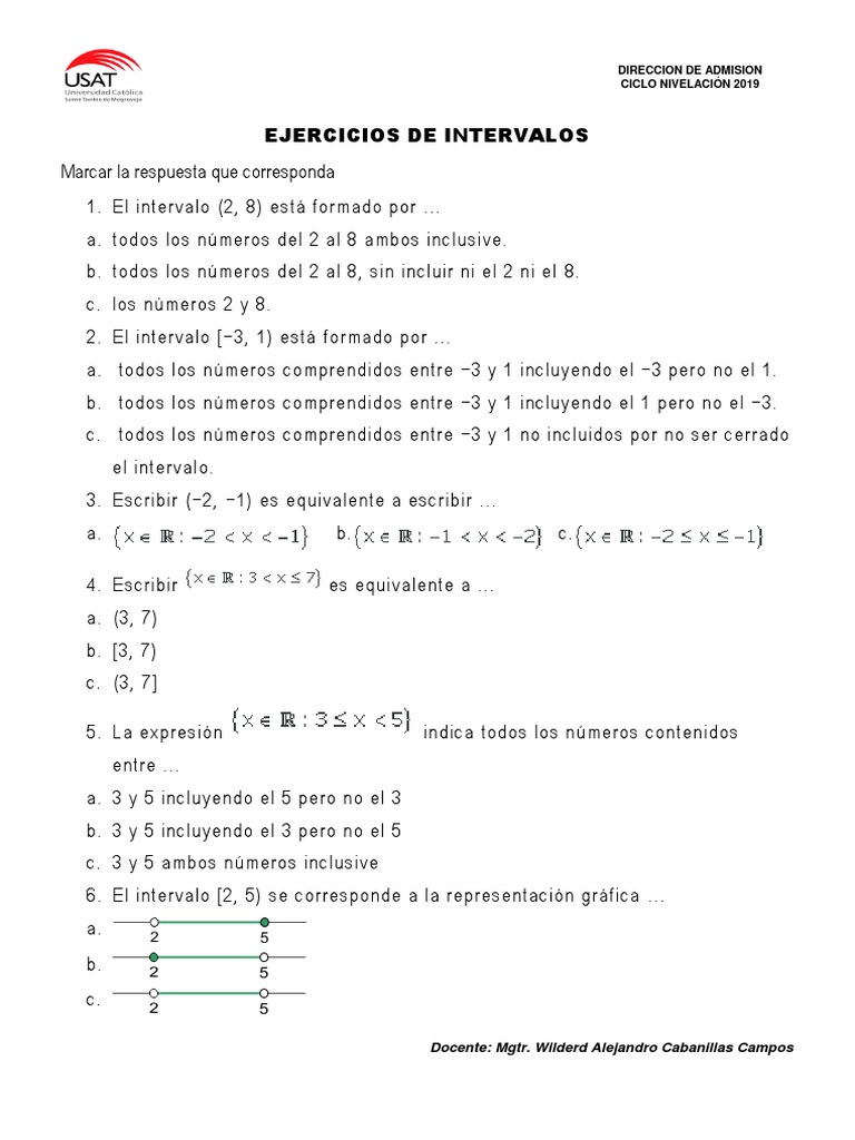 Ejercicios de Intervalos | PDF