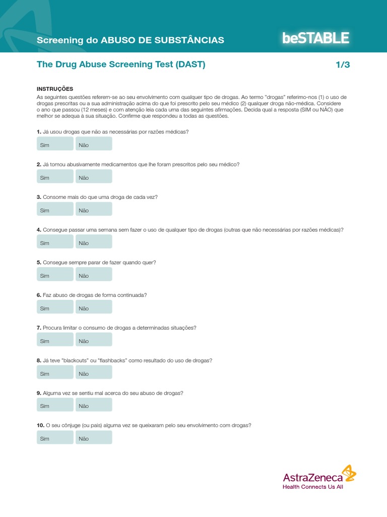The Drug Abuse Screening Test (DAST) | Drogas | Medicina clínica