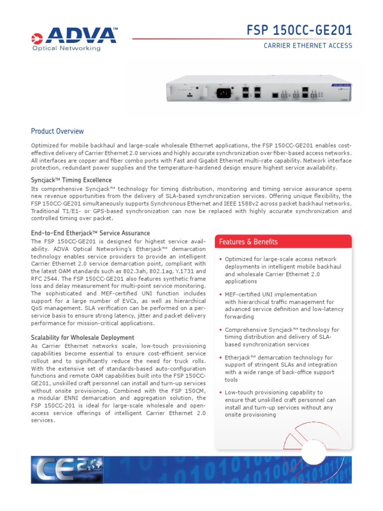 Adva FSP 150CC-GE201 Data Sheet | PDF | Ethernet | Computer Network