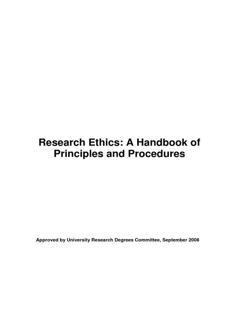 Handbook of Principles and Procedures Ethics | PDF | Thesis ...