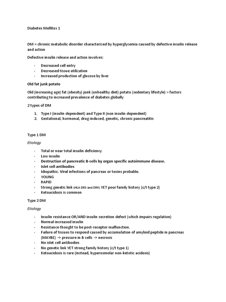Diabetes Mellitus 1 | PDF | Diabetes Mellitus Type 1 | Insulin