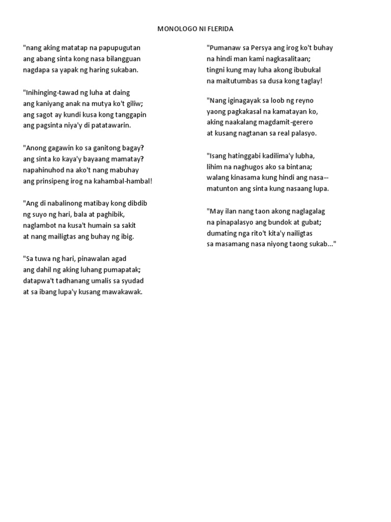 Monolog Ni Florante | PDF