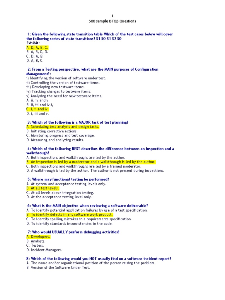 ISTQB Sample Questions Overview | PDF | Software Testing | Software Bug
