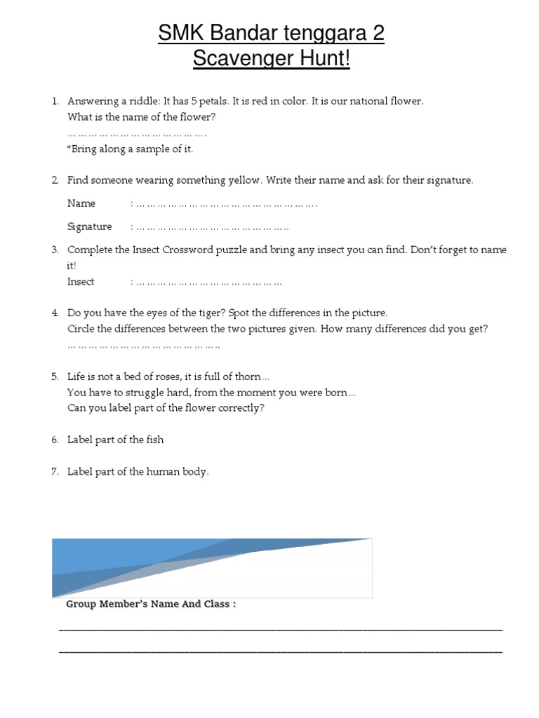 Scavenger Hunt Task | PDF