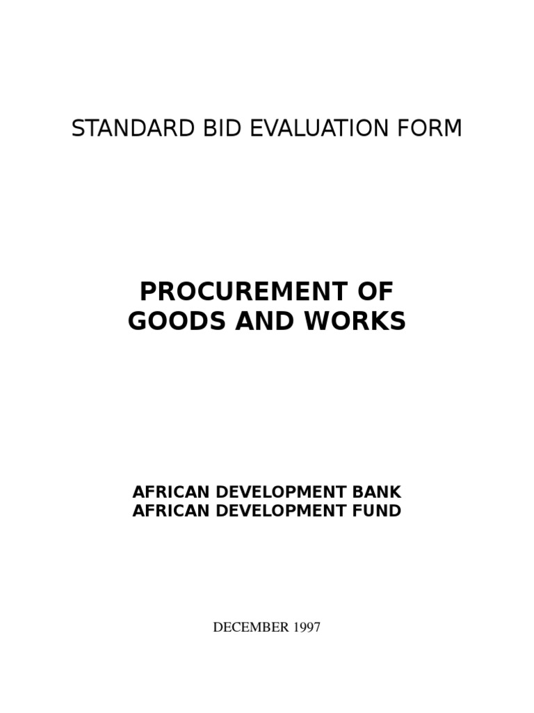 Bid Evaluation Form Dec1997 | PDF | African Development Bank | Exchange ...