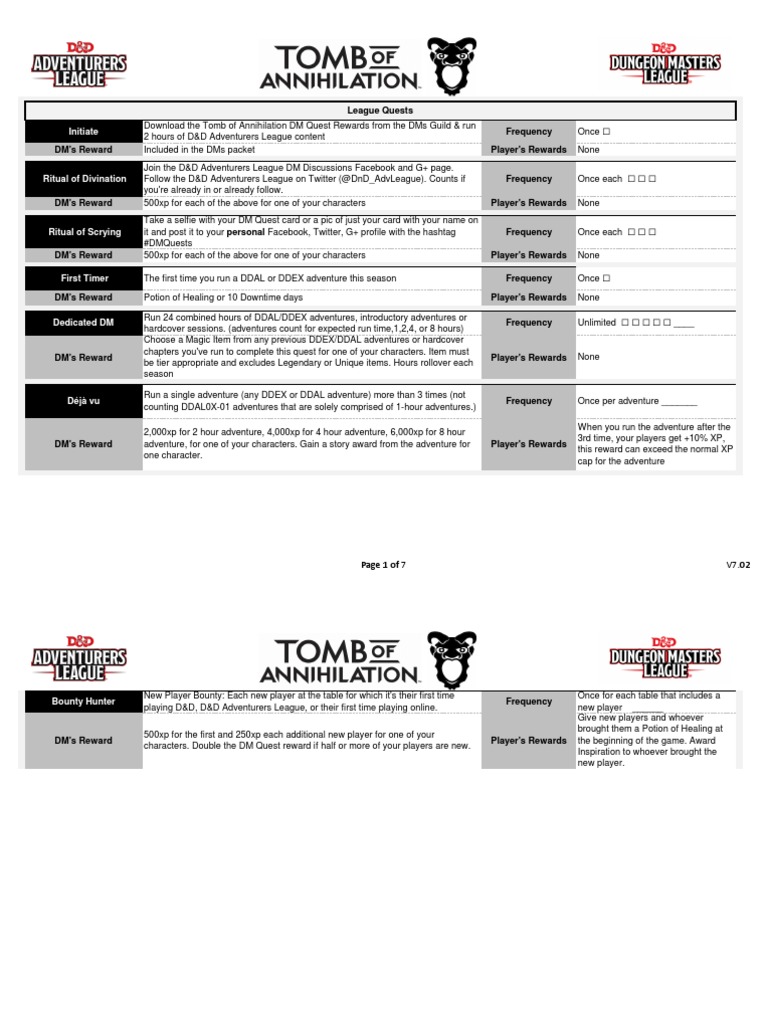 ToA - DM Quests 7.02 | PDF | Dungeons & Dragons | Role Playing Games