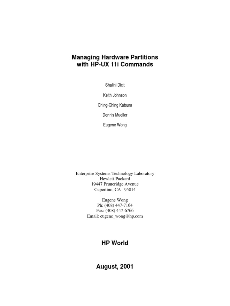 Managing Hardware Partitions With HP-UX 11i Commands | PDF | Emulator ...