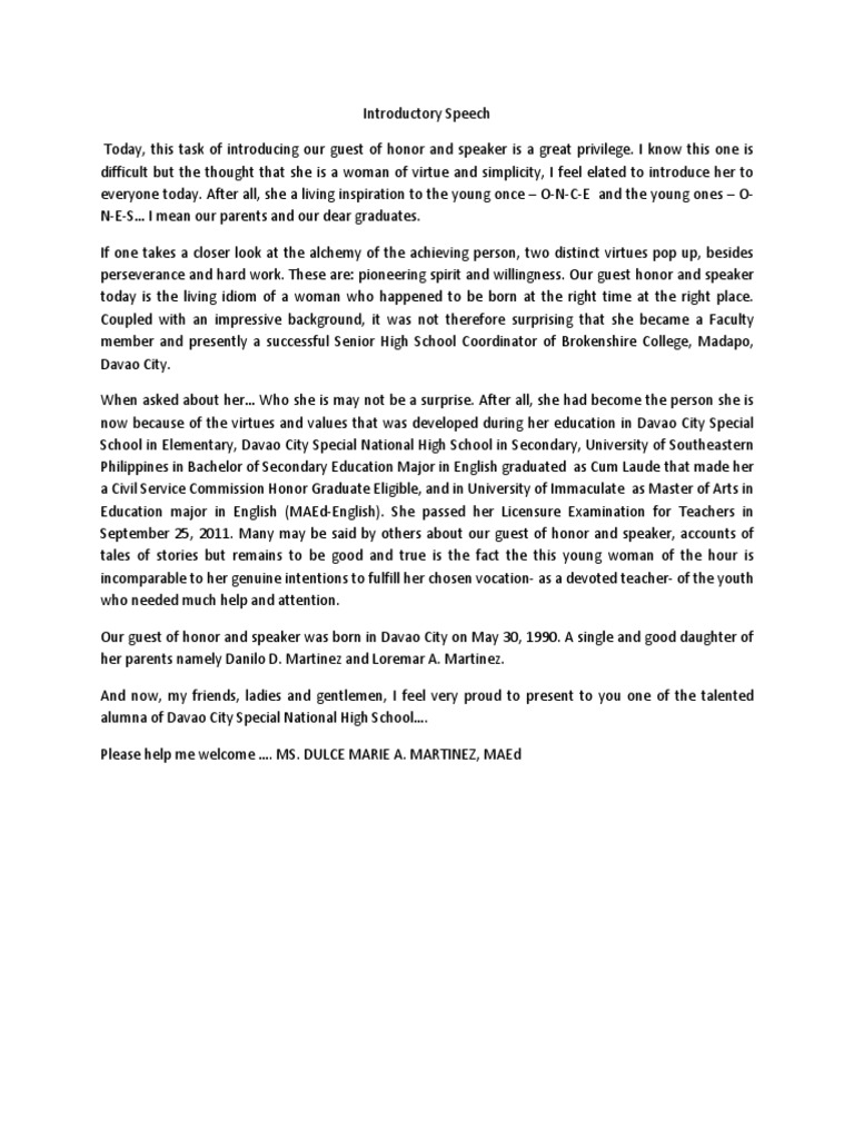 Introductory Speech | PDF | Behavior Modification | Learning