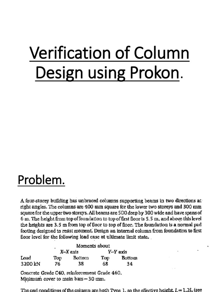 Verification of Column Design Using Prokon | PDF