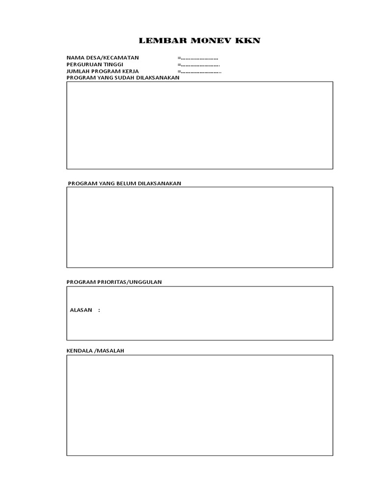 Lembar Monev KKN-1 | PDF