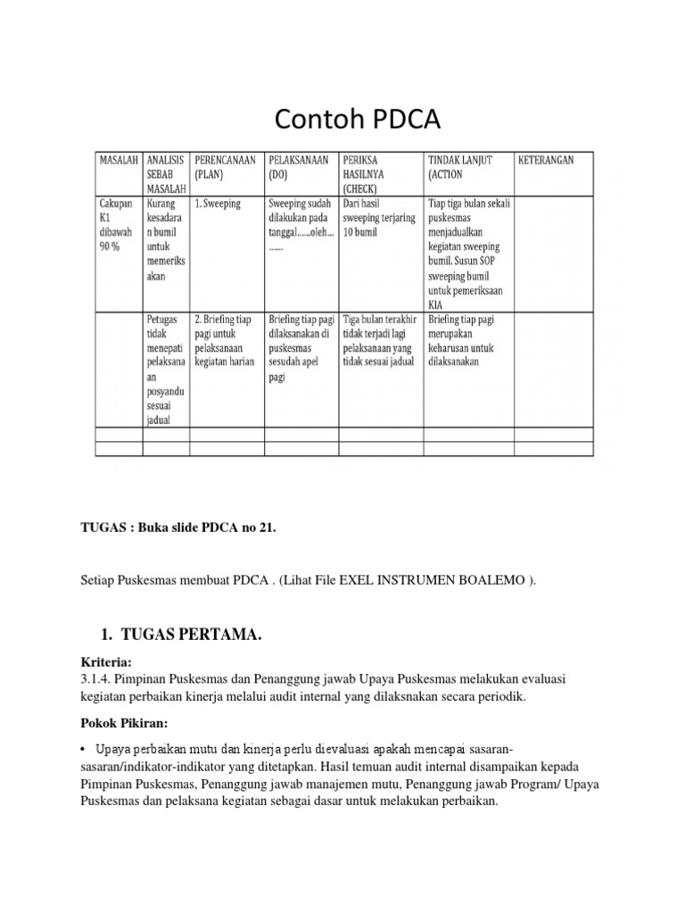 Tugas. Pdca Bimbingan | PDF