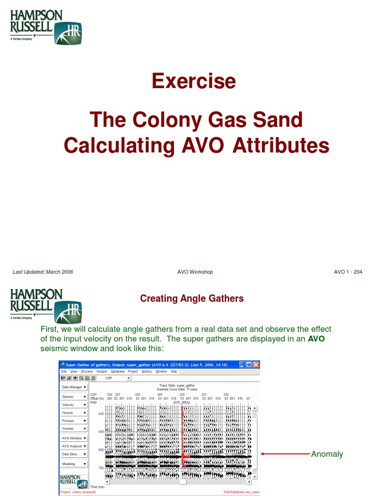 Calculating AVO Attributes from Angle Gathers to Characterize an AVO ...