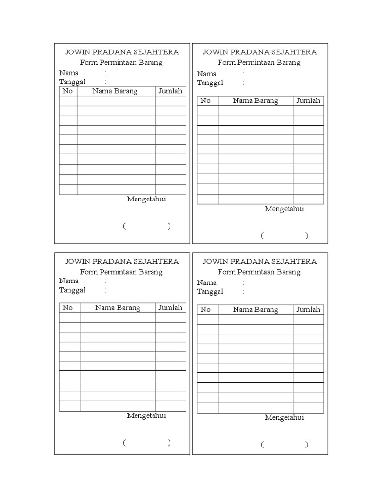 Form Permintaan Barang | PDF