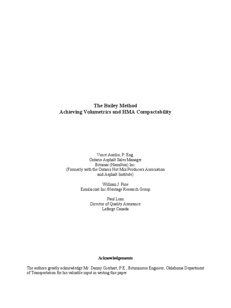 Bailey Method Achieving Volumetrics HMA Compactability Paper-1 PDF ...