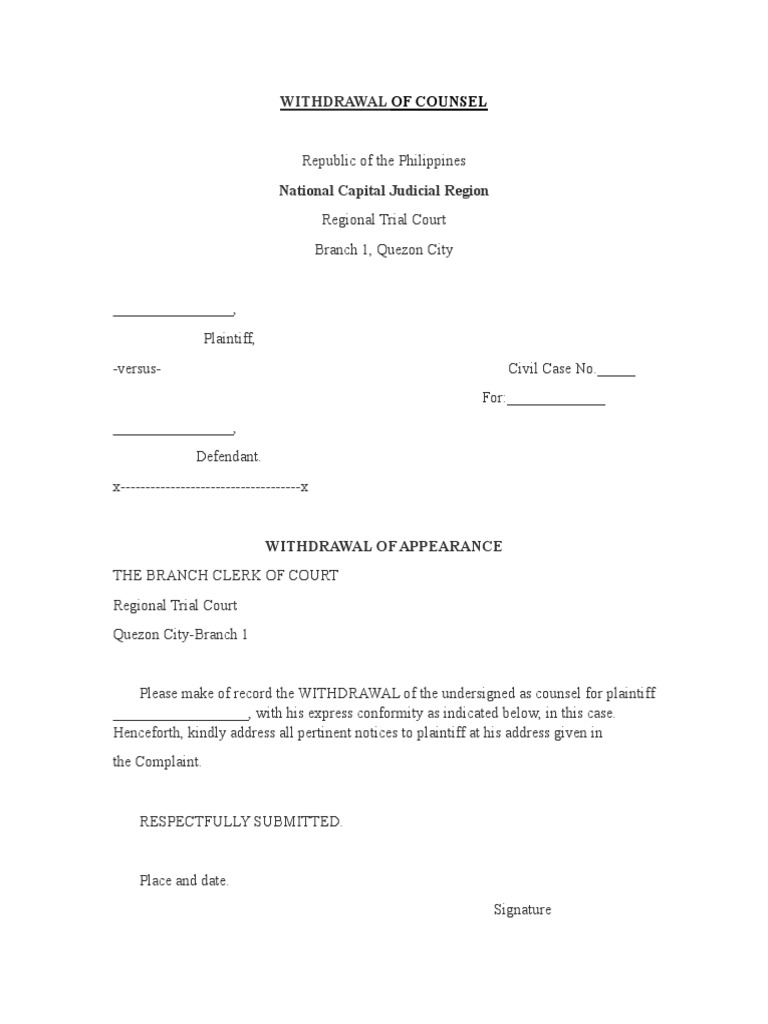 Withdrawal of Counsel | PDF | Law
