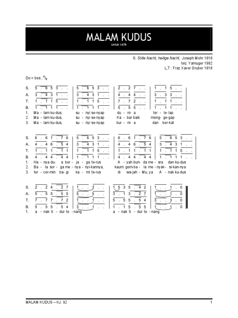 KJ 92 Malam Kudus SATB PDF | PDF