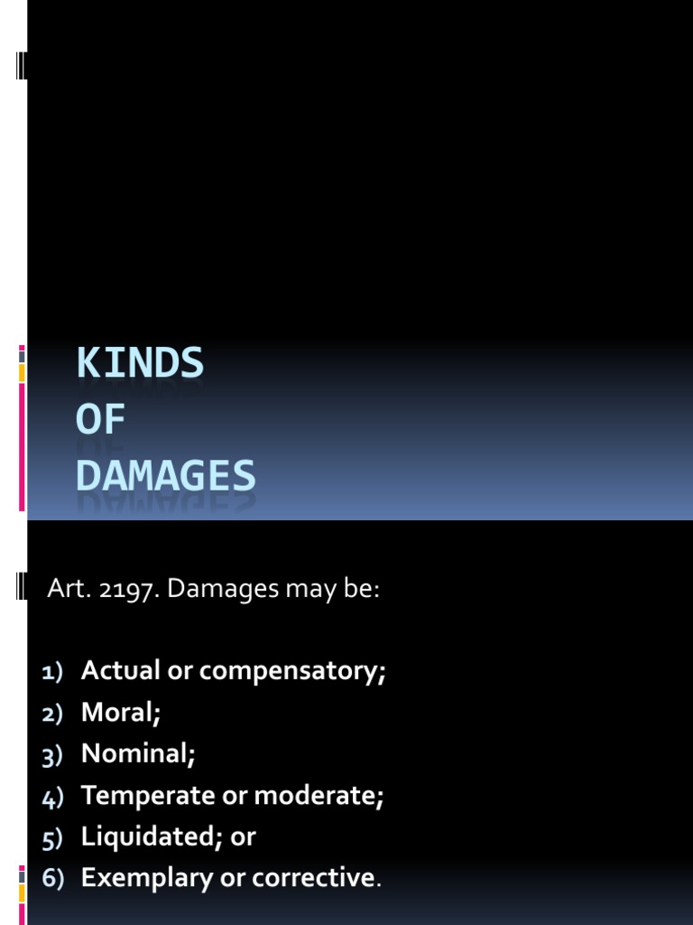 Actual, Moral, Nominal and Temperate Damages | PDF | Damages | Lawsuit