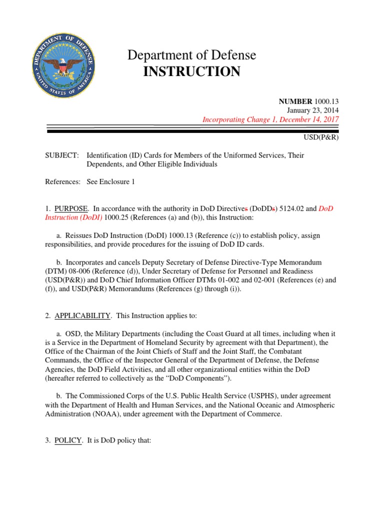 Dodi-1000 13 | PDF | United States Department Of Defense | Identity ...