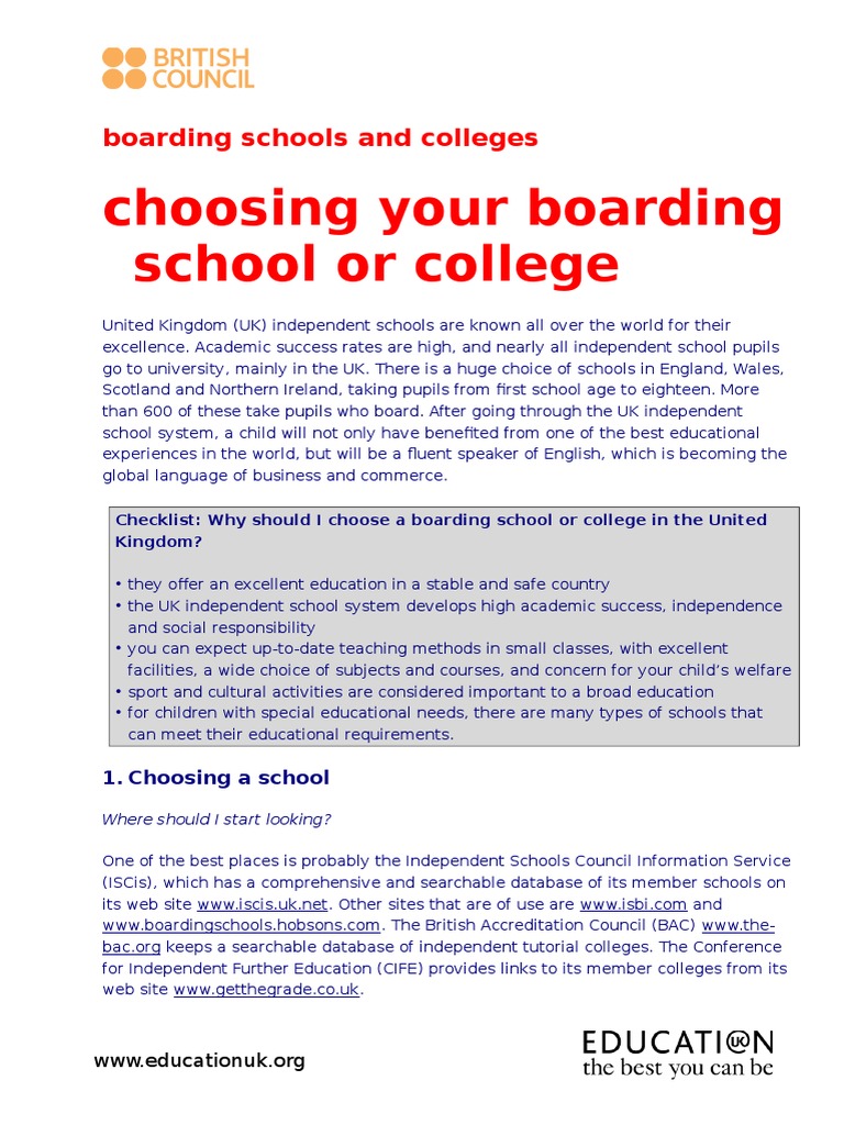 Choosing Your Boarding School | PDF | Schools | Behavior Modification