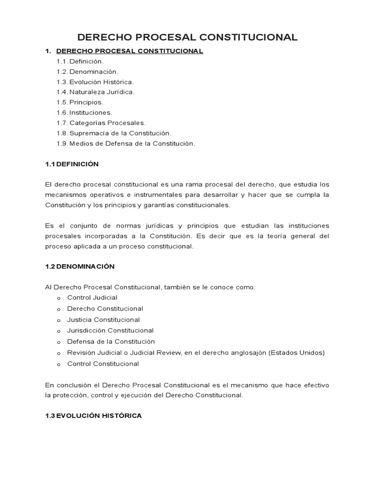 Contenido Derecho Procesal Constitucional | PDF | Constitución | Ley procesal