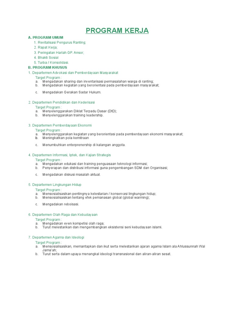 Program Kerja Banser dan Ranting | PDF