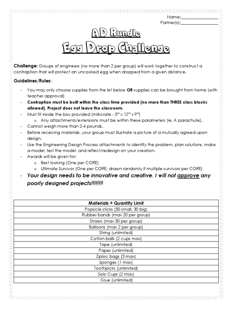 Egg Drop Challenge - 2019 - Nguyen | PDF