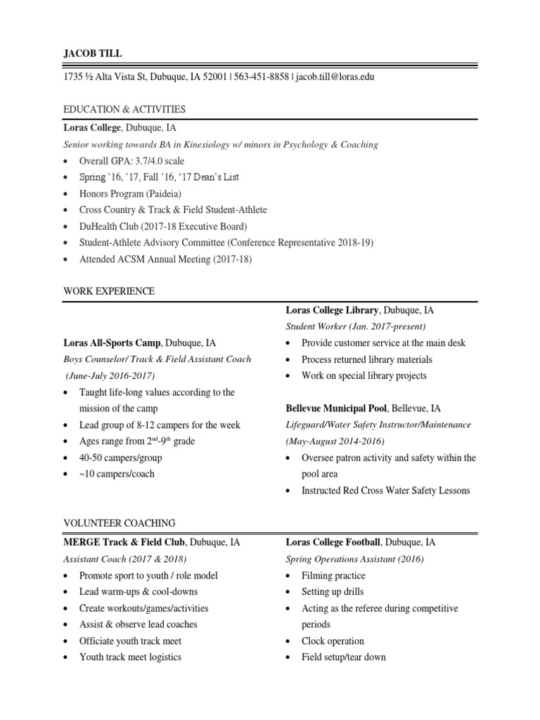 Jacob Till - Internship Resume | PDF
