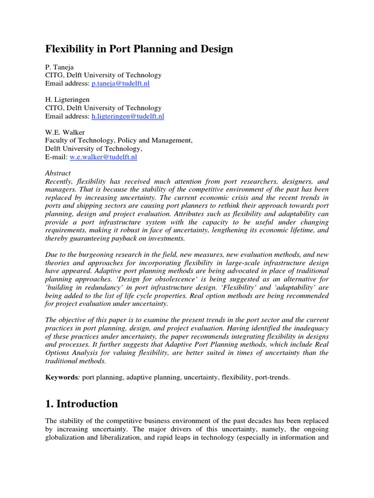 Flexibility and Adaptability in Port Planning and Design Poonam Taneja ...