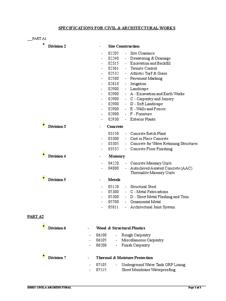 Civil & Architectural Specs Guide | PDF | Tile | Wall
