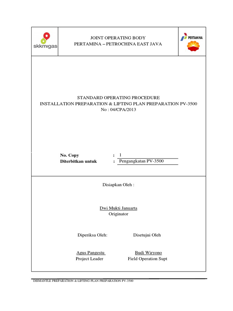 Sop Lifting Plan Preparation | PDF