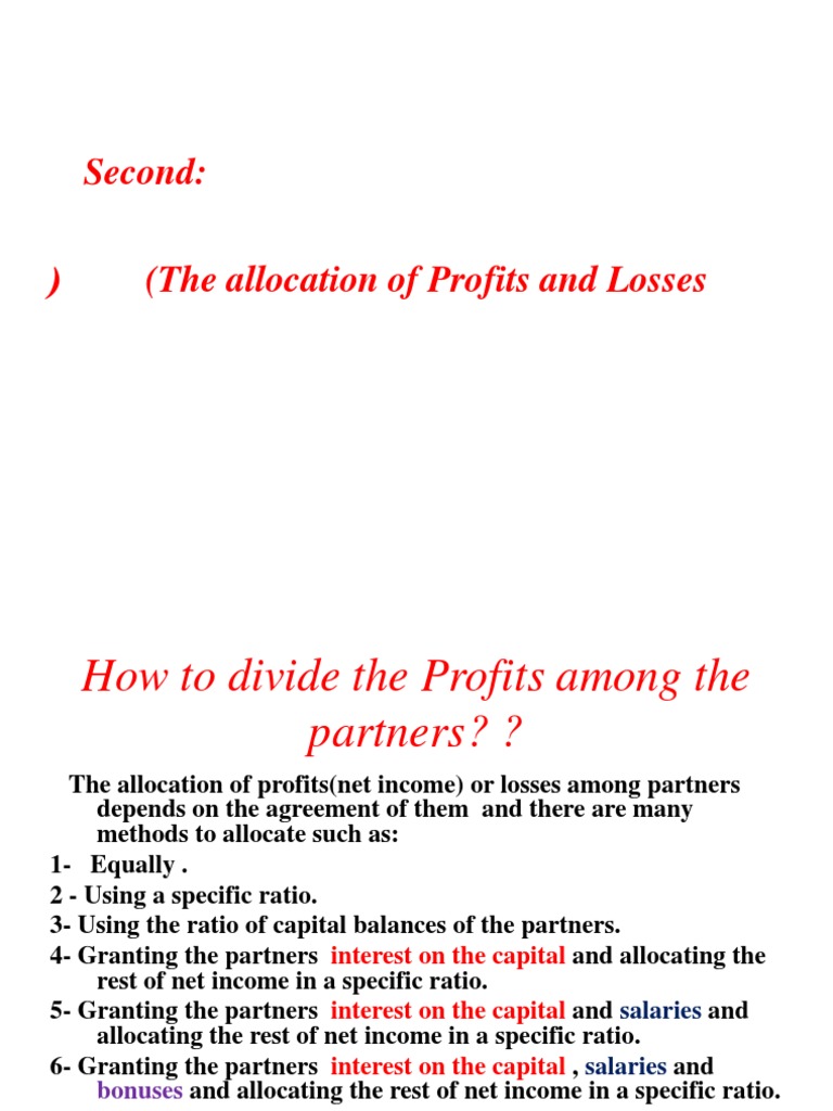 Second: ( (The Allocation of Profits and Losses | PDF | Net Income ...