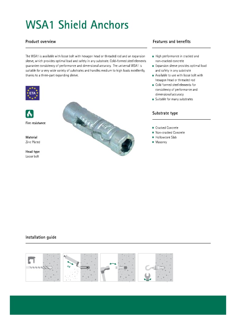 DW - Wsa1 Shield Anchor | PDF