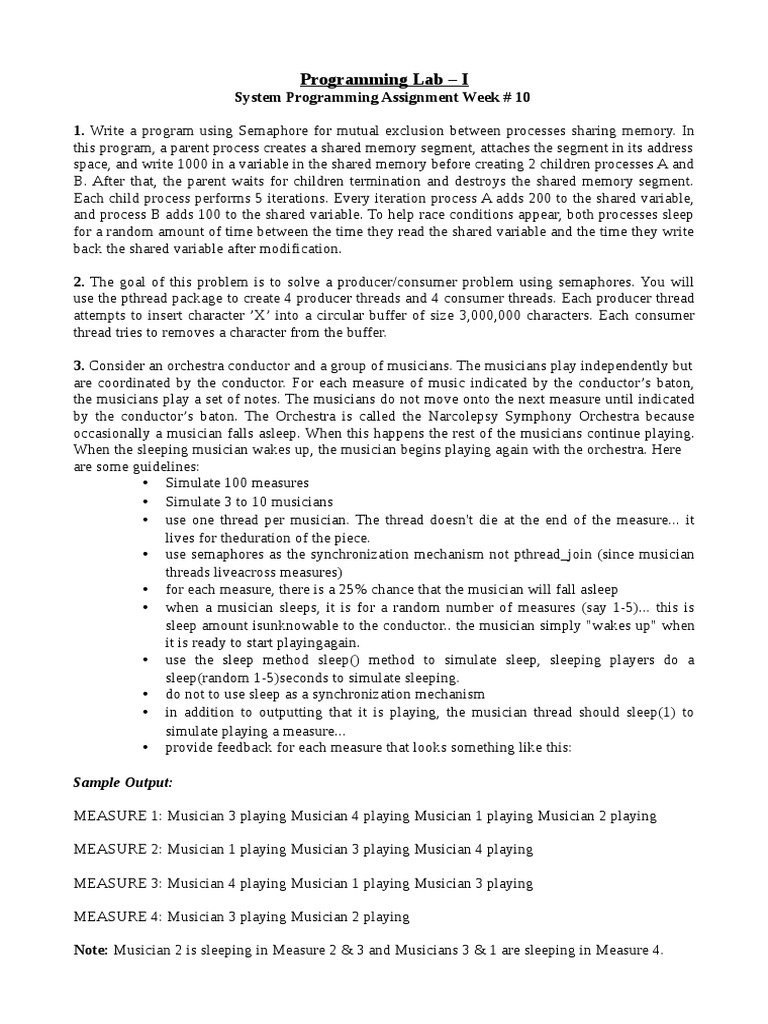 Programming Lab - I: Sample Output | PDF | Concurrent Computing | Concurrency (Computer Science)