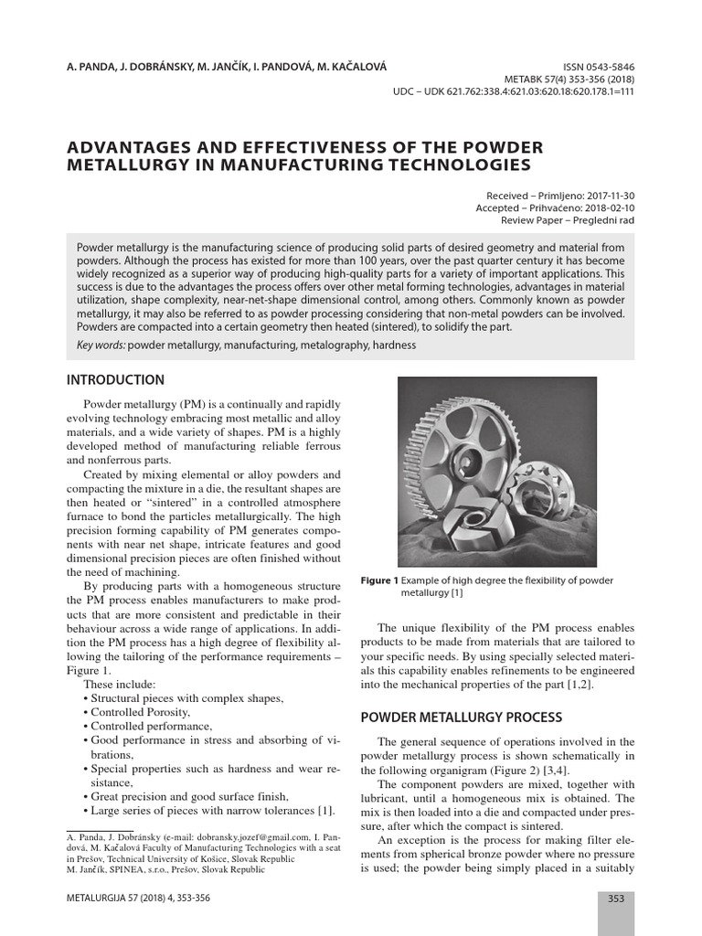 Powder Metallurgy | PDF | Metallurgy | Sintering