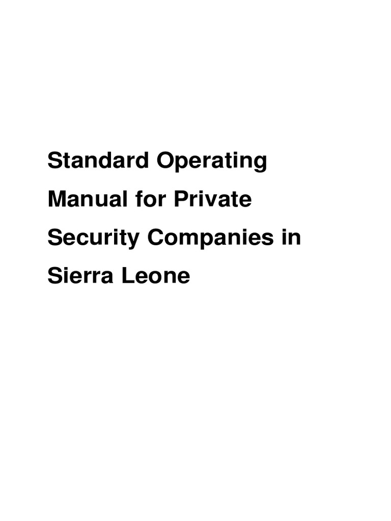 Sierra Leone Standard Operating Manual For PSC 2012 | PDF | Security ...