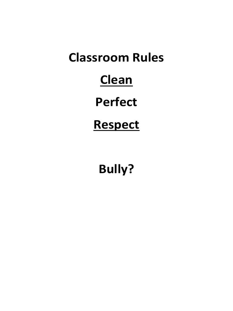 Classroom Rules Clean Perfect Respect | PDF | Art