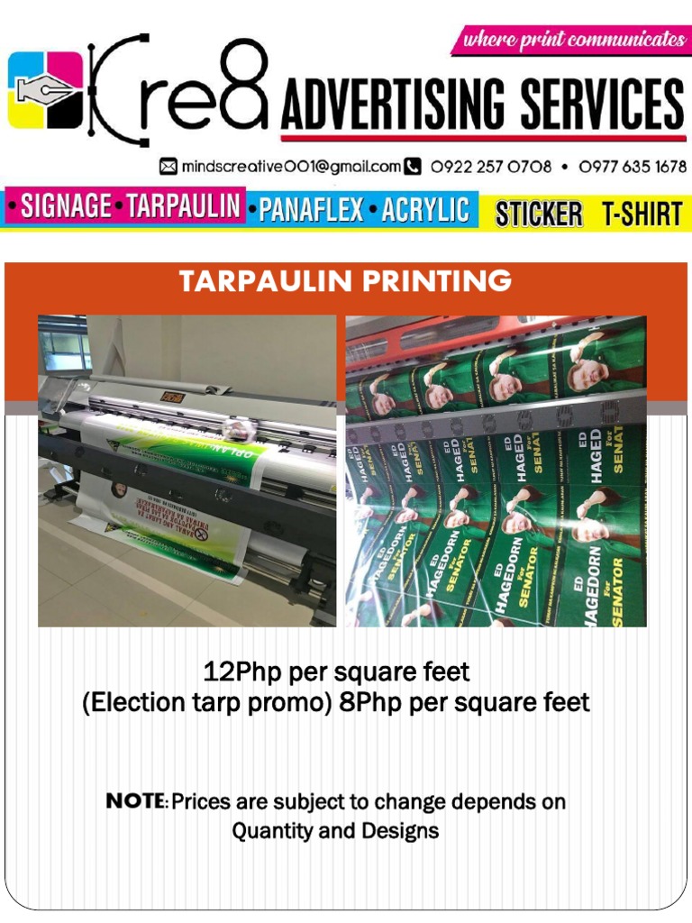 Tarpaulin Printing: 12Php Per Square Feet (Election Tarp Promo) 8Php ...