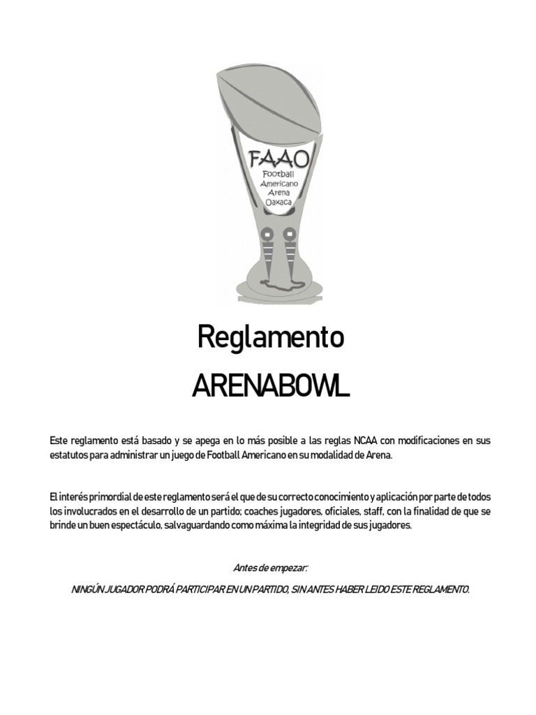 Reglamento Football Arena | PDF | Deportes de equipo | Códigos de fútbol