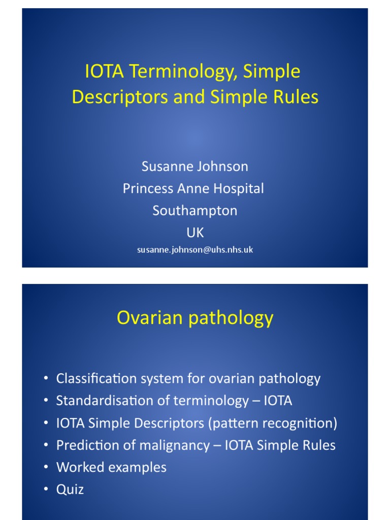 IOTA Ovarian Pathology Guide | PDF | Ovarian Cancer | Neoplasms