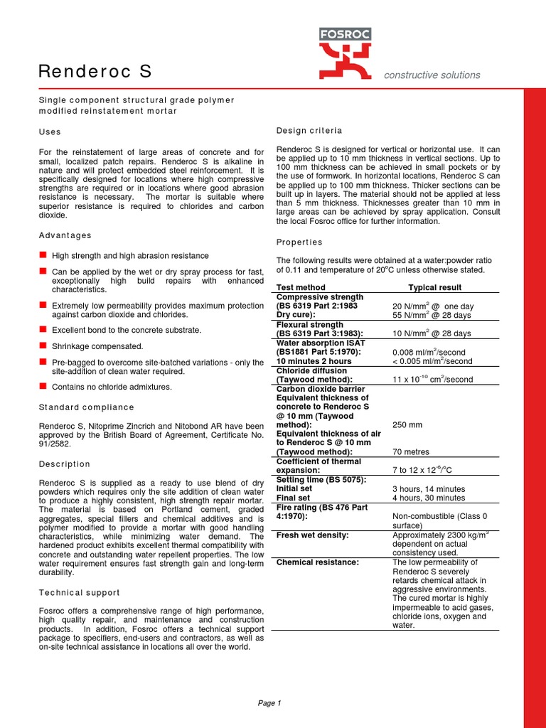 Renderoc S: Constructive Solutions | PDF | Corrosion | Concrete
