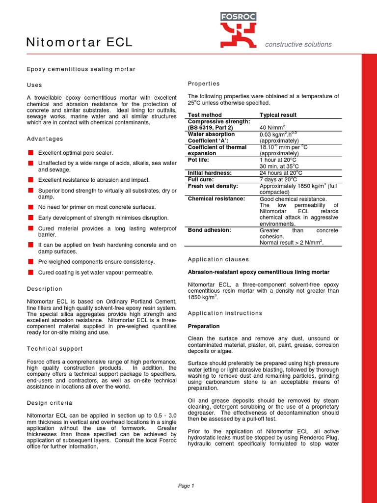 Nitokit Surface Sealant | PDF | Epoxy | Concrete