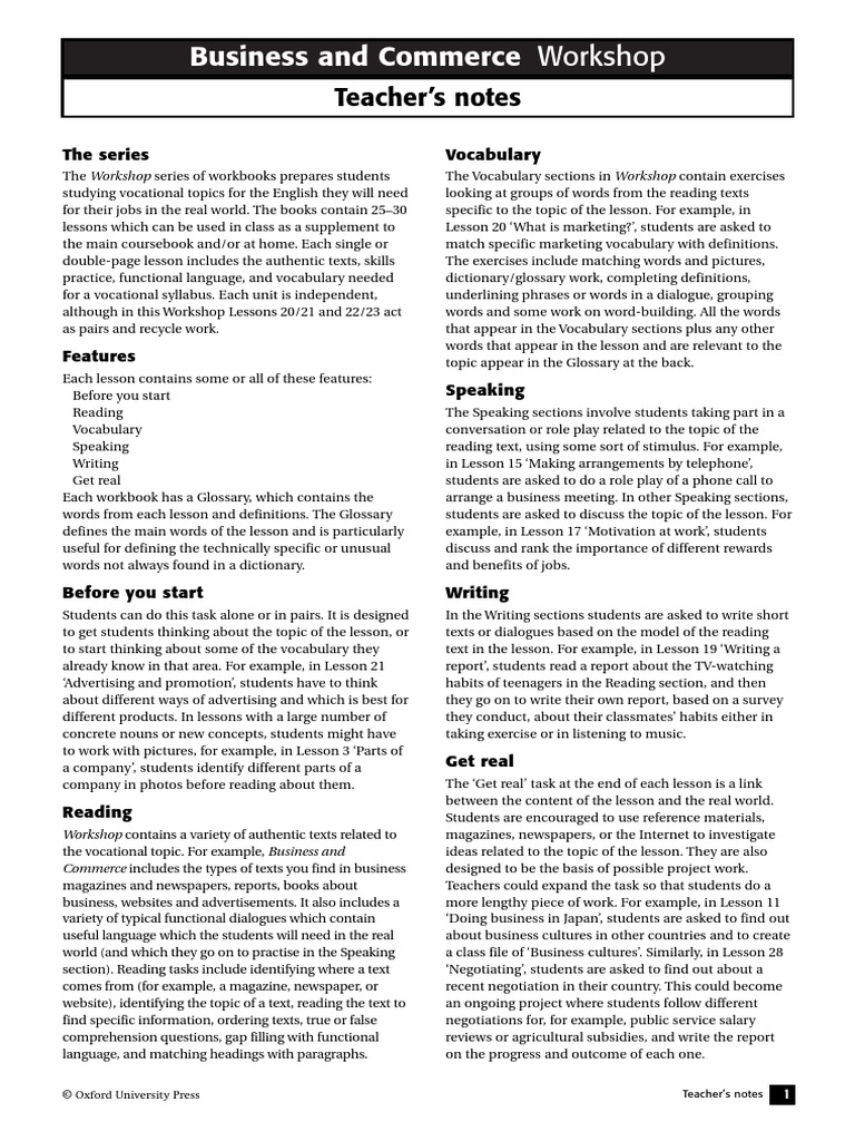 Business and Commerce Answer Key PDF | PDF | Vocabulary | Advertising
