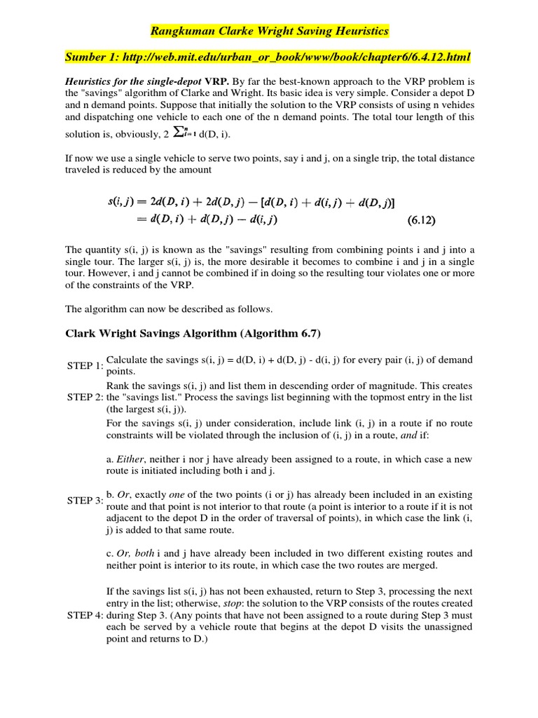 ClarkeWright Saving Heuristics | PDF | Computer Programming | Discrete Mathematics