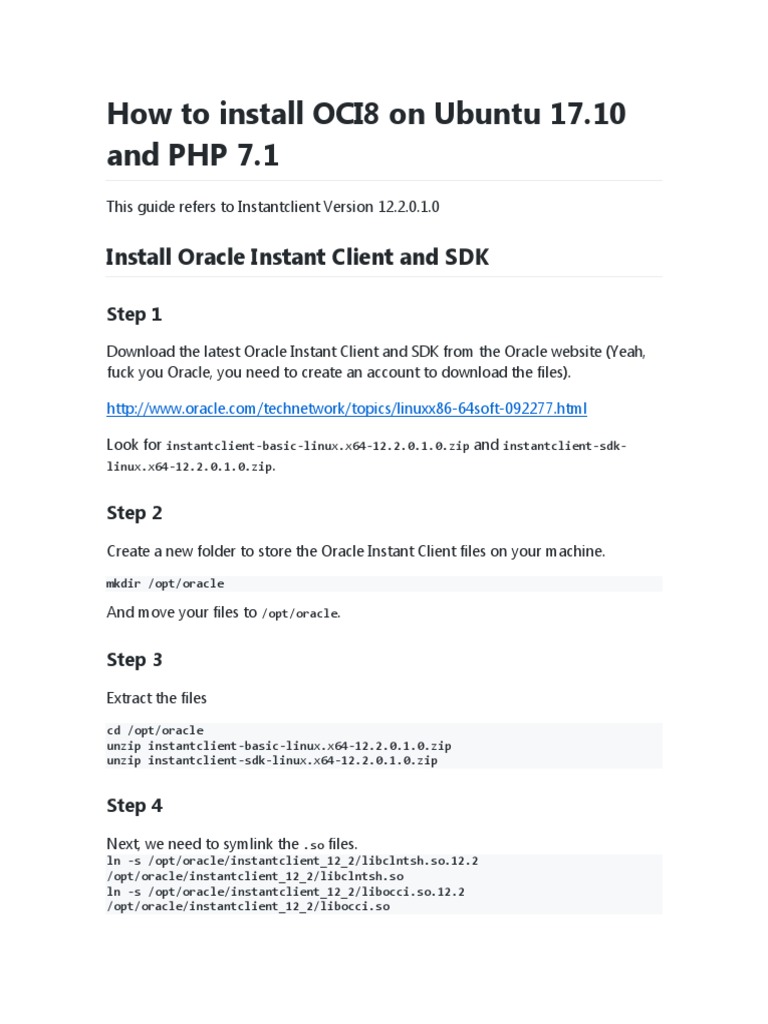 How To Install OCI8 On Ubuntu 17.10 and PHP 7.1 | PDF