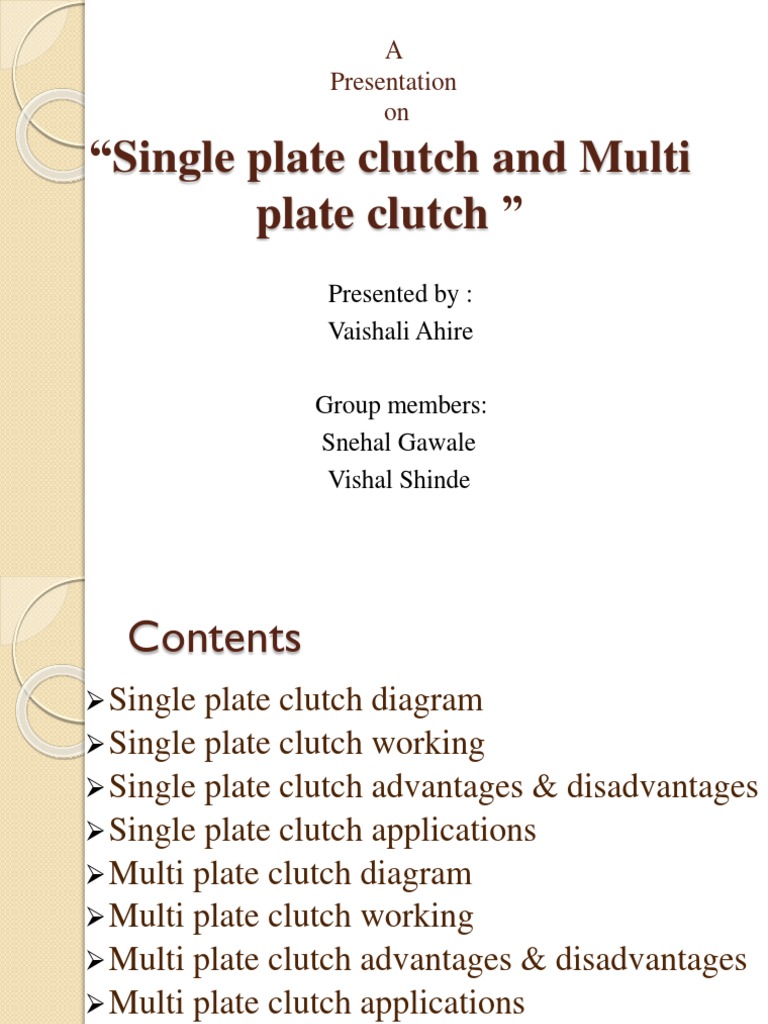 Single Plate and Multiplate Clutch | PDF | Clutch | Transmission ...