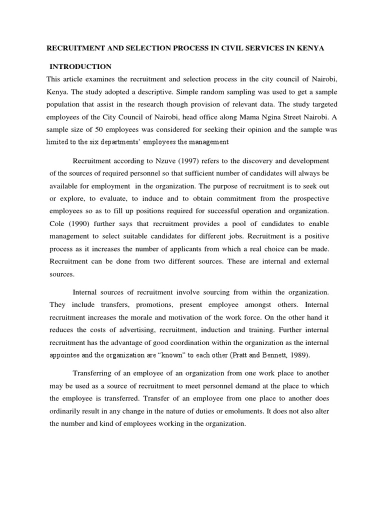 Recruitment and Selection Process in Civil Services in Kenya | PDF ...