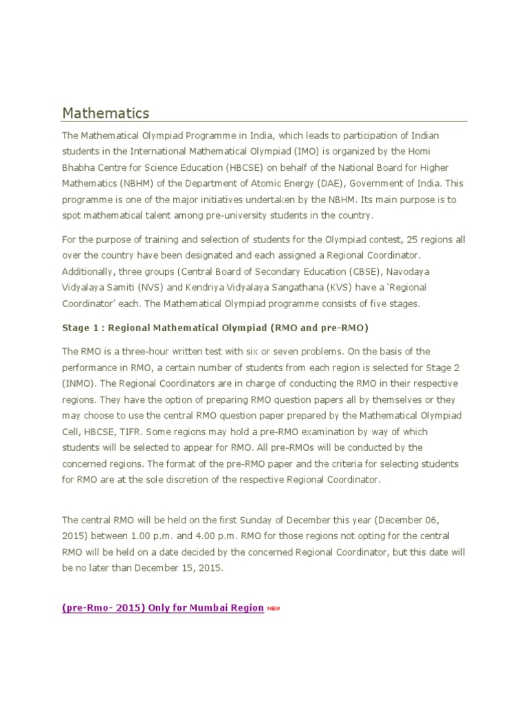 The Mathematical Olympiad Programme in India: A Pathway to ...