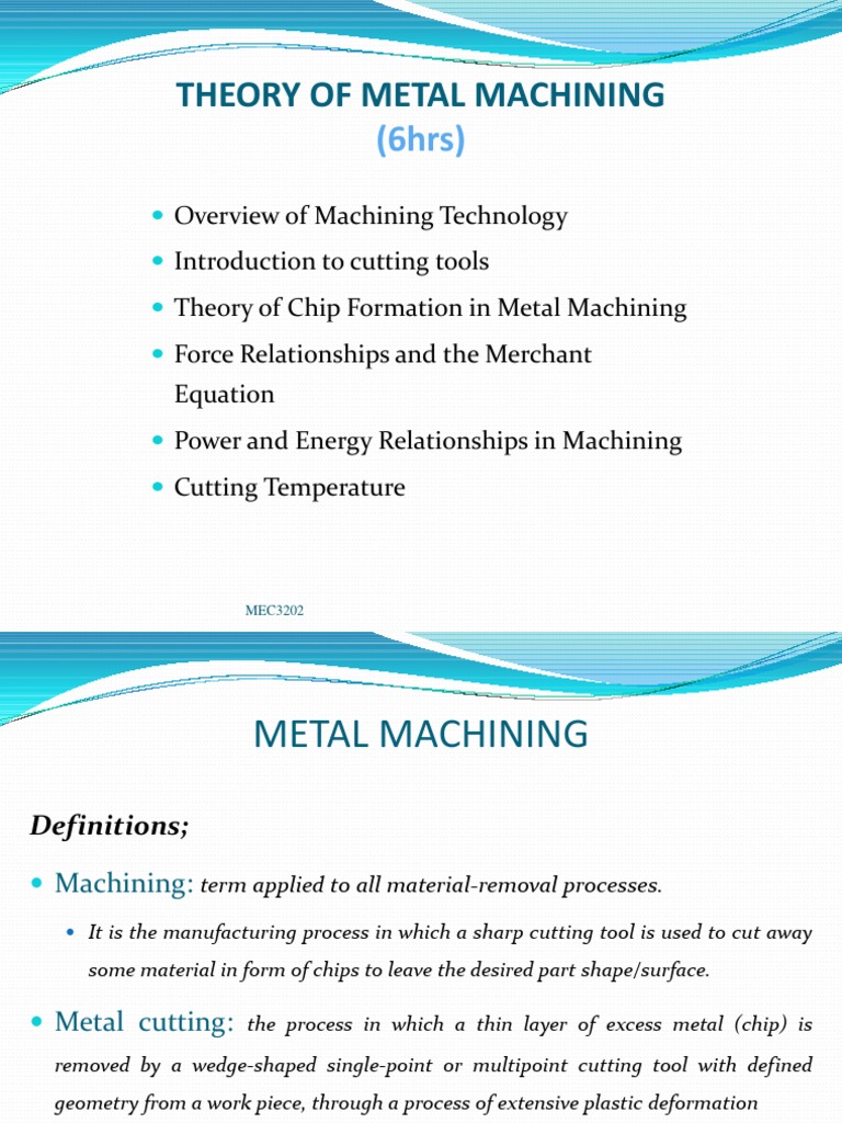 Theory of Metal Machining | PDF | Machining | Applied And ...