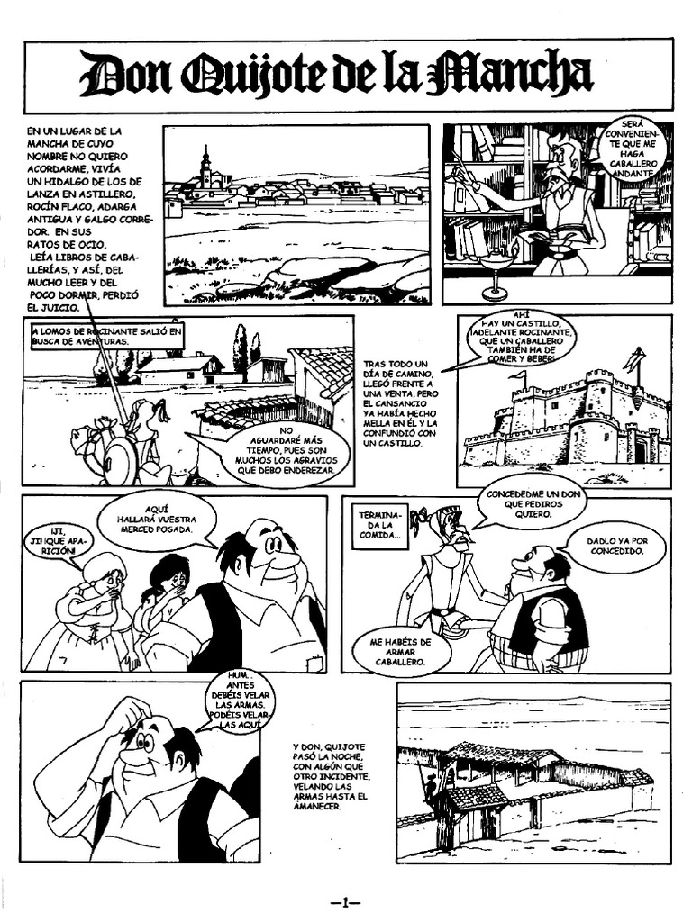 Comic Don Quijote para Colorear | PDF