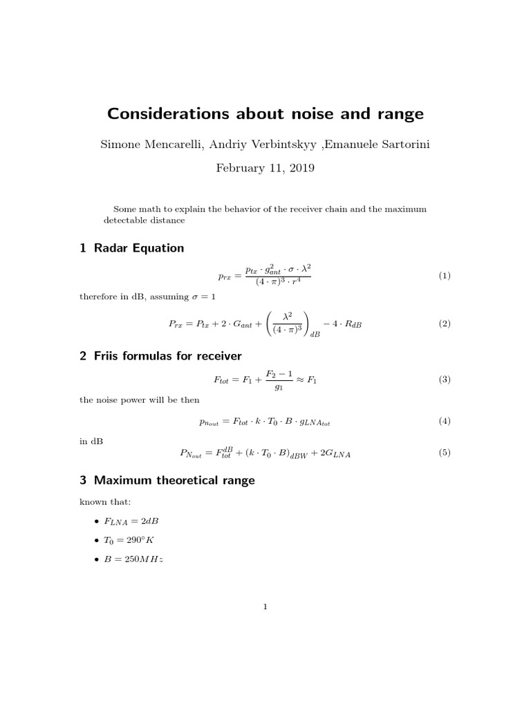 Radar Equations | PDF | Decibel | Signal Processing